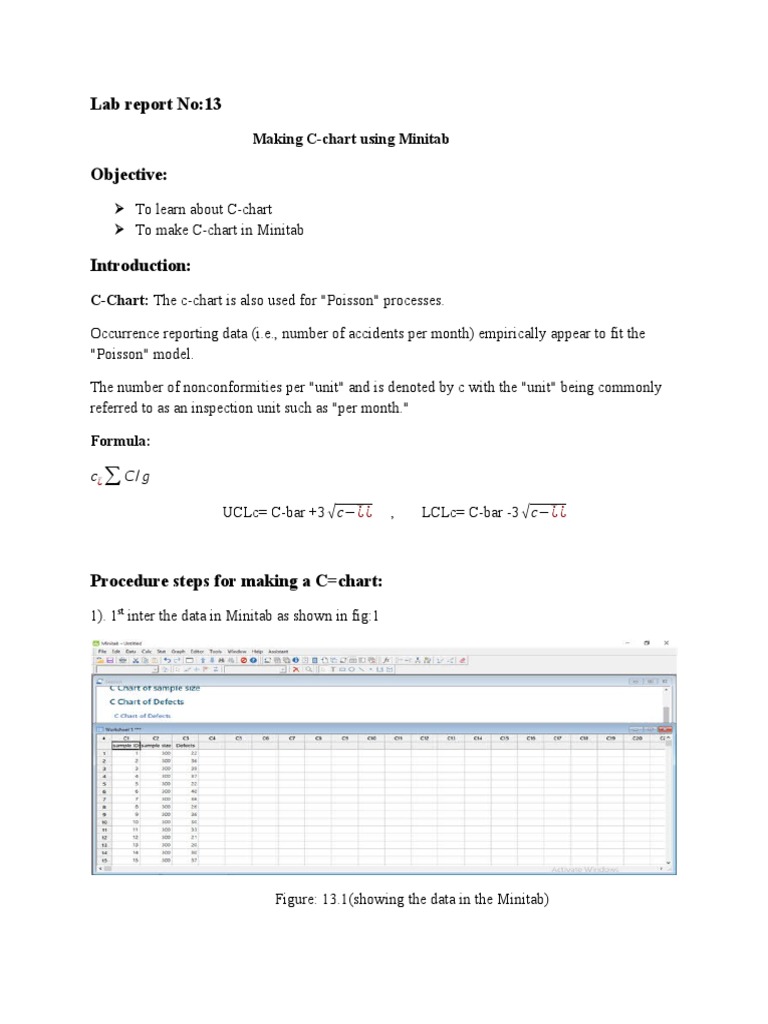 Lab Report No13 Making C Chart Using Minitab Pdf 