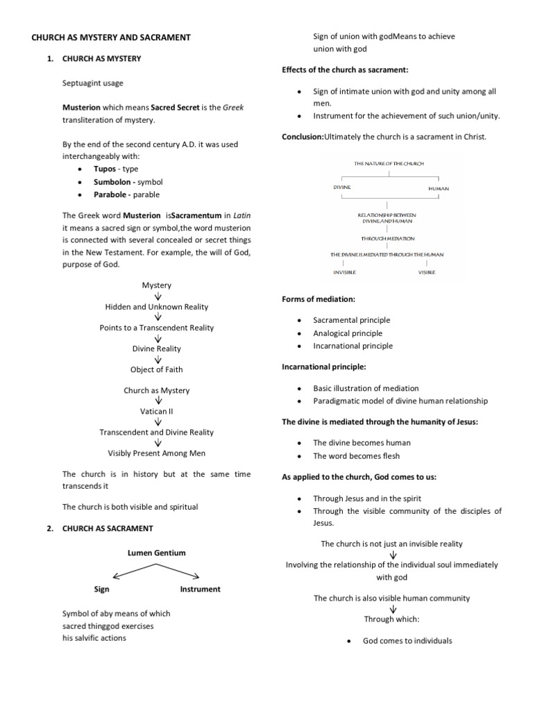 Church As A Mystery and Sacrament | PDF | Christian Church | Divinity
