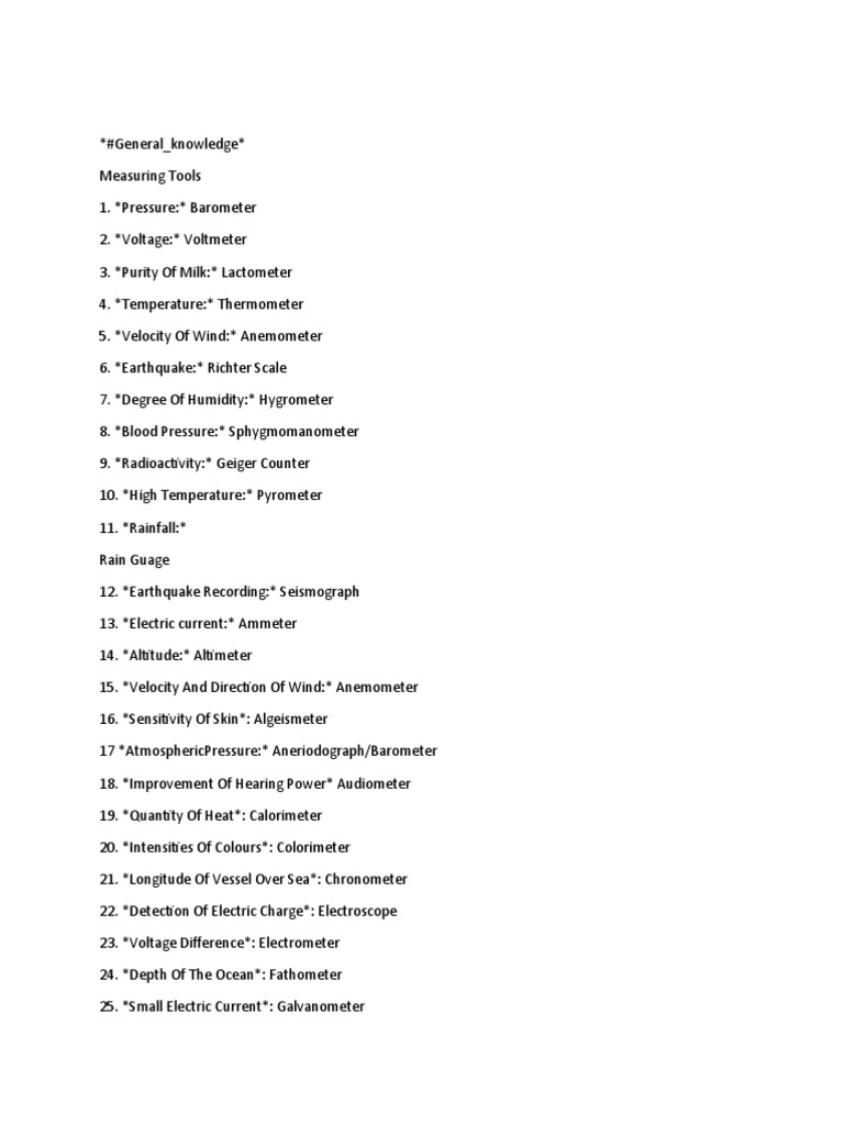 General Knowledge Measuring Tools | PDF