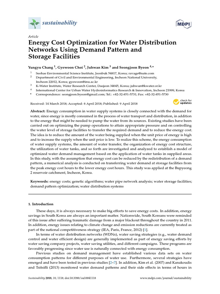 Energy Cost Optimization For Water Distribution Ne | PDF | Water Supply ...