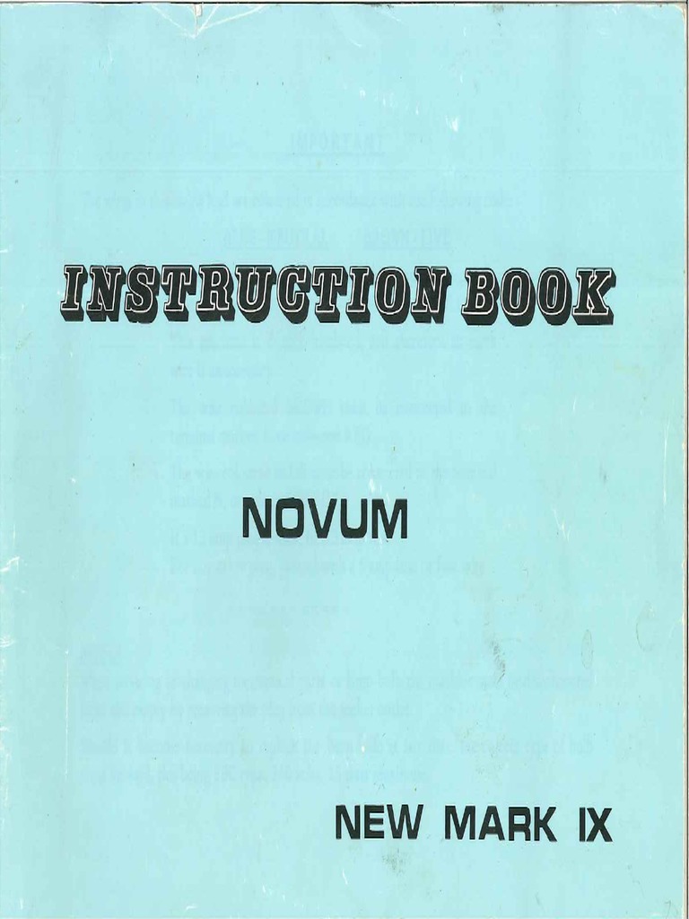 Instruction Book - NOVUM NEW MARK IX (Sewing Machine Manual) PDF | PDF