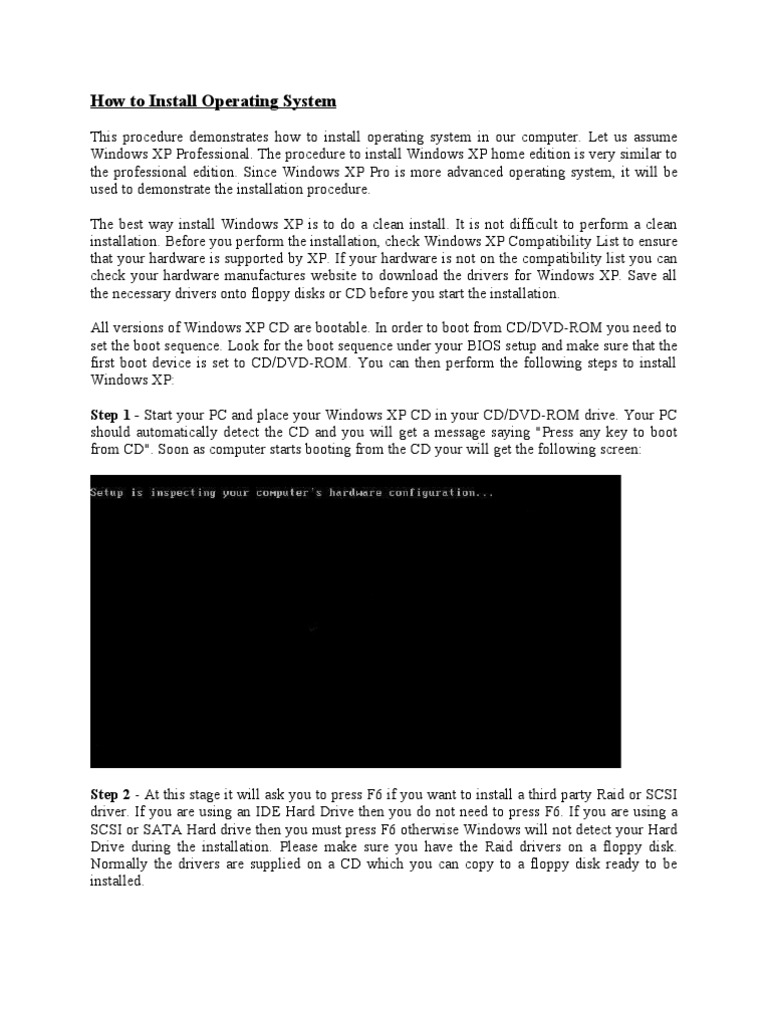 How To Install Operating System: Step 1 - Start Your PC and Place Your ...