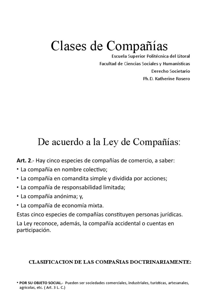 Tipos de Compañías en Ecuador | PDF | Compartir (Finanzas) | Sociedad ...