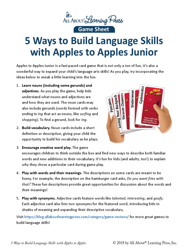 5 Ways To Build Language Skills With Apples To Apples Junior | PDF ...