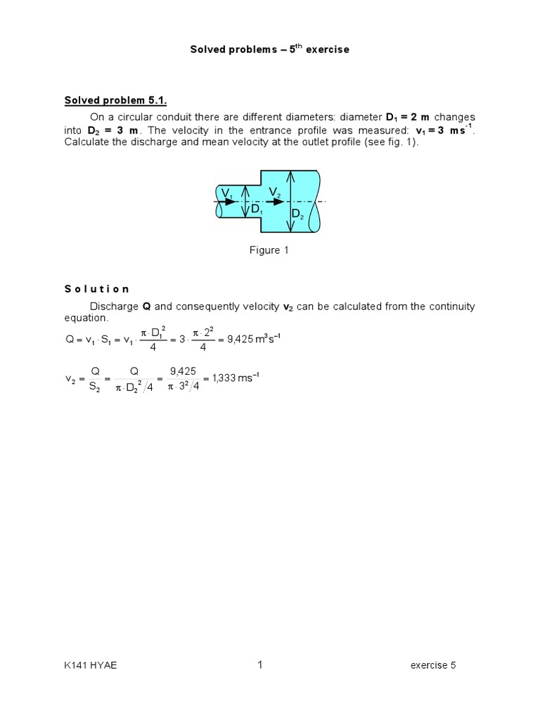Solved Problems - 5 Exercise | PDF | Fluid Dynamics | Reynolds Number