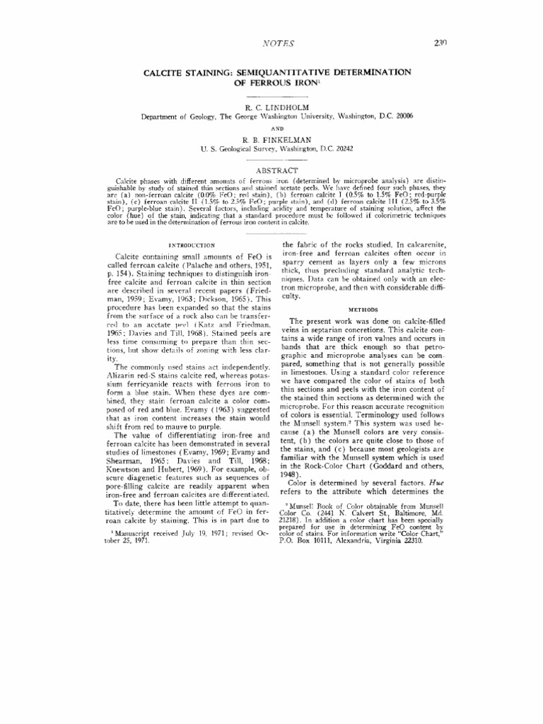 Calcite Staining | PDF | Staining | Iron