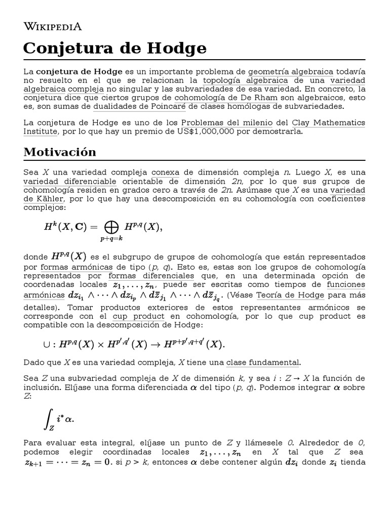 Conjetura de Hodge | PDF | Espacios topológicos | Conceptos matemáticos
