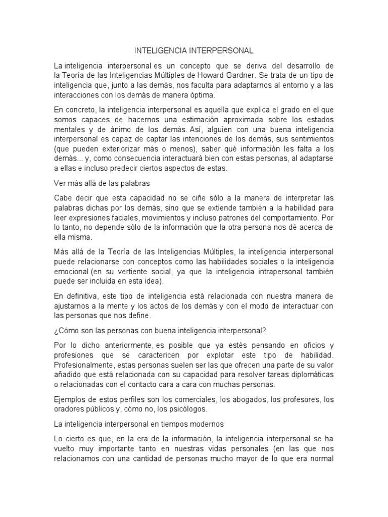 Mejora tu inteligencia interpersonal | PDF | Inteligencia | Mente
