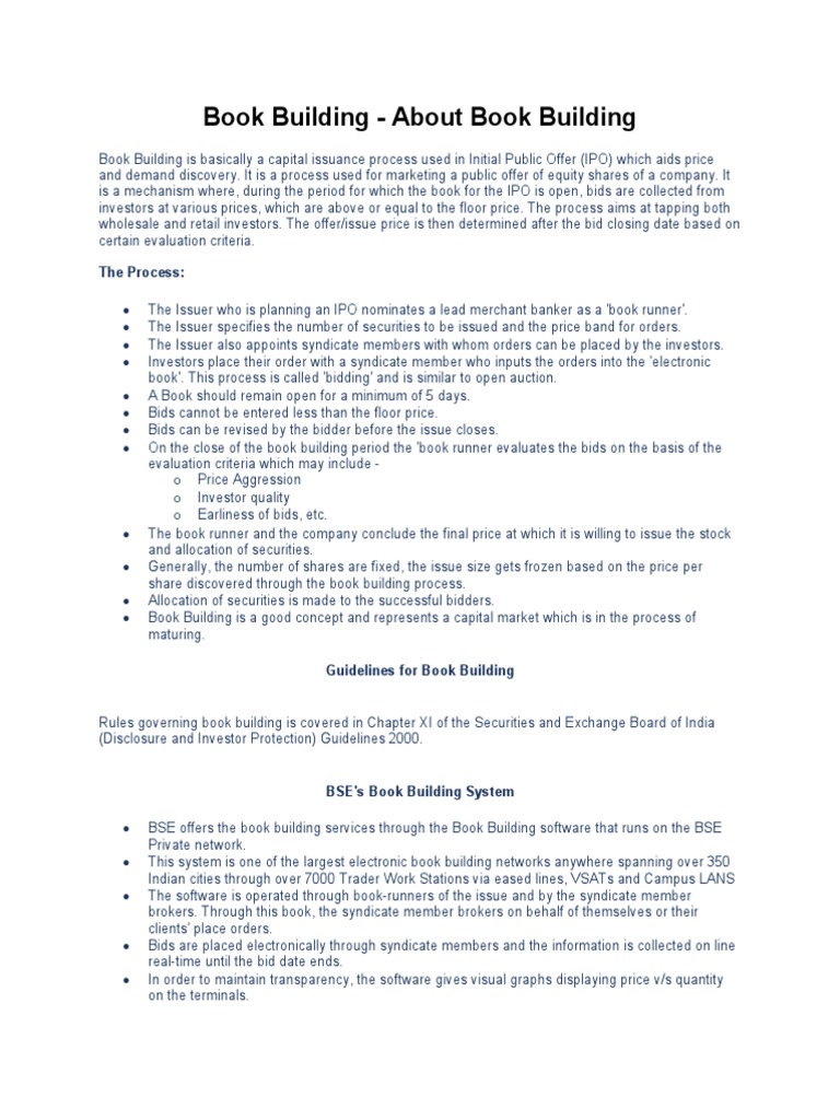 Understanding Book Building in IPOs | PDF | Initial Public Offering ...