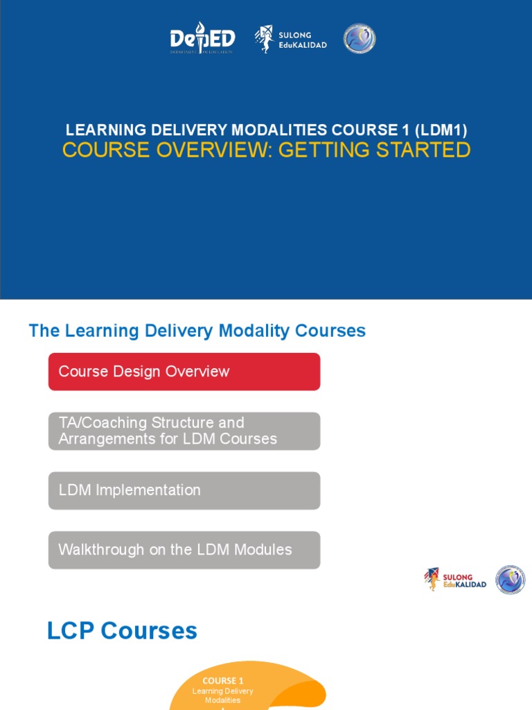 Getting Started with Learning Delivery Modalities Course 1 | PDF ...