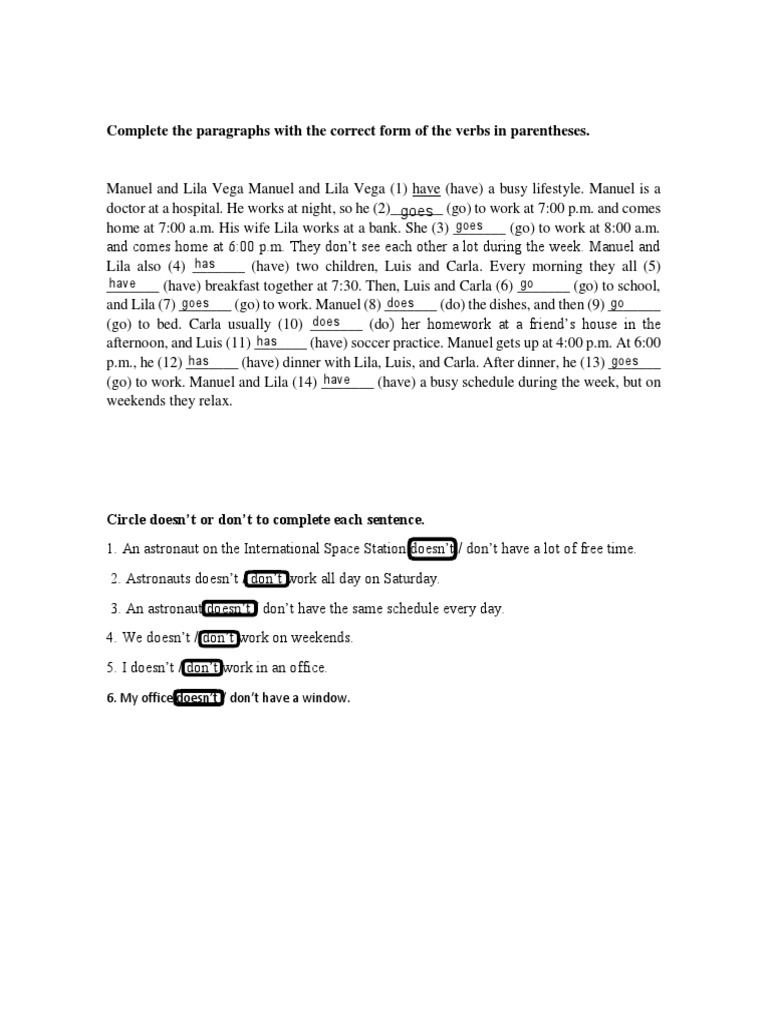 Complete The Paragraphs With The Correct Form of The Verbs in ...