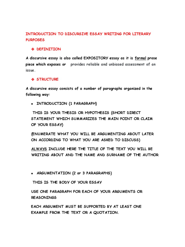 Read First This Introduction To Discursive Essay Writing Pdf Paragraph Essays