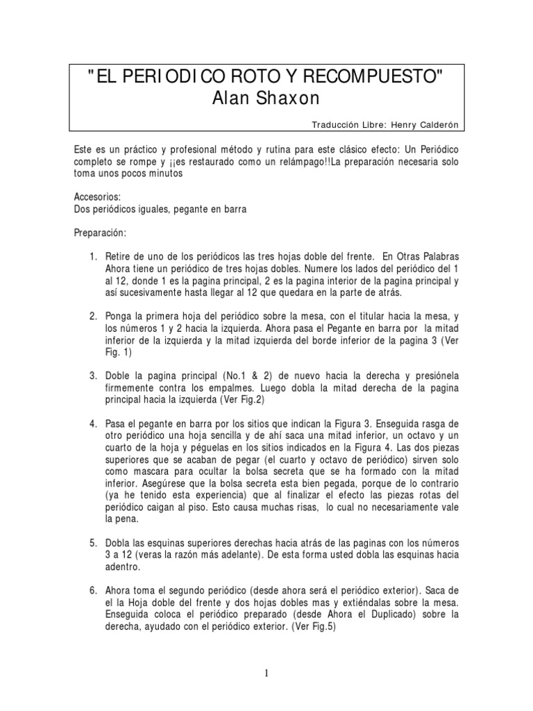 (Autor - Alan Shaxon) - Periodico Roto y Recompuesto PDF | PDF | Mano