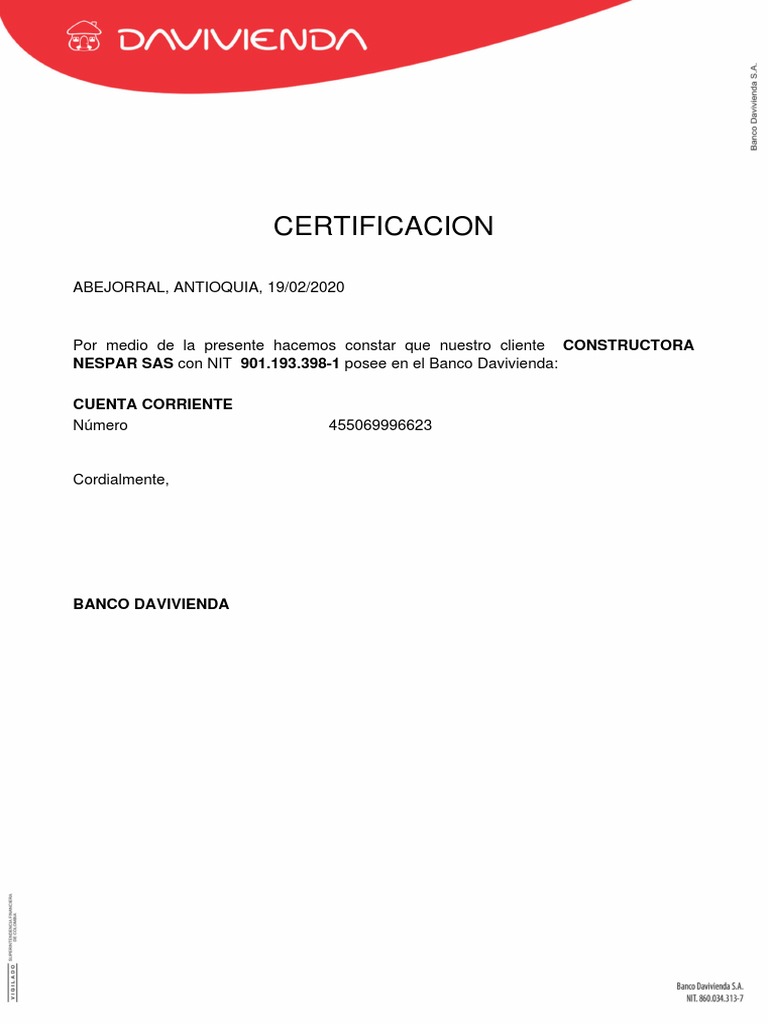 Certificado Cuenta | PDF