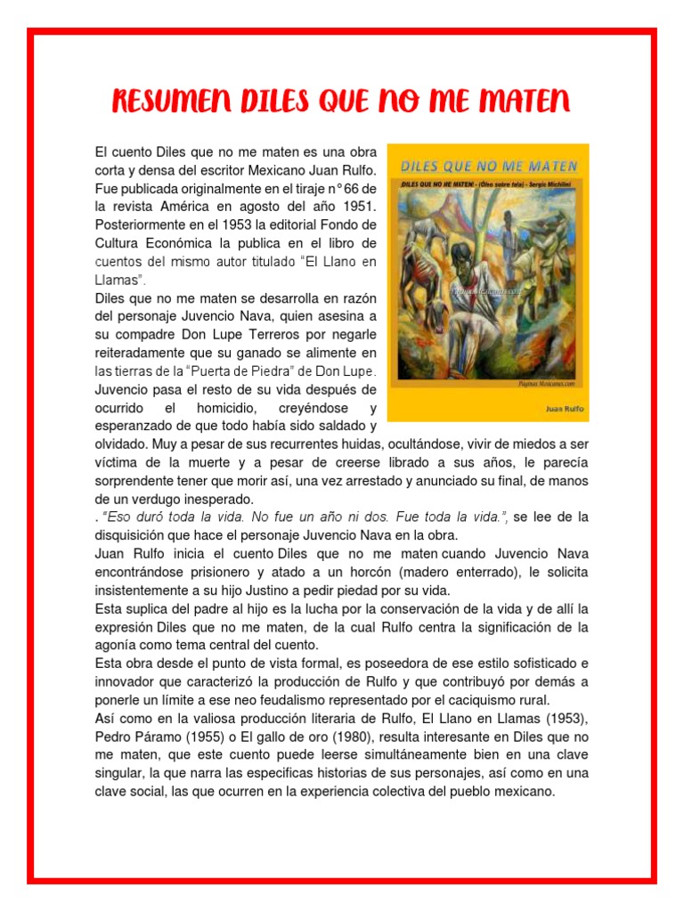 Resumen de "Diles que no me maten" | PDF | Historia | Ficción general