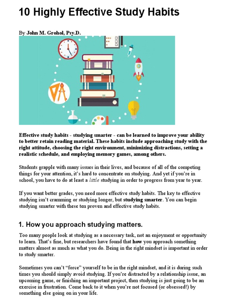 10 Effective Study Habits for Students | PDF | Mnemonic | Test (Assessment)
