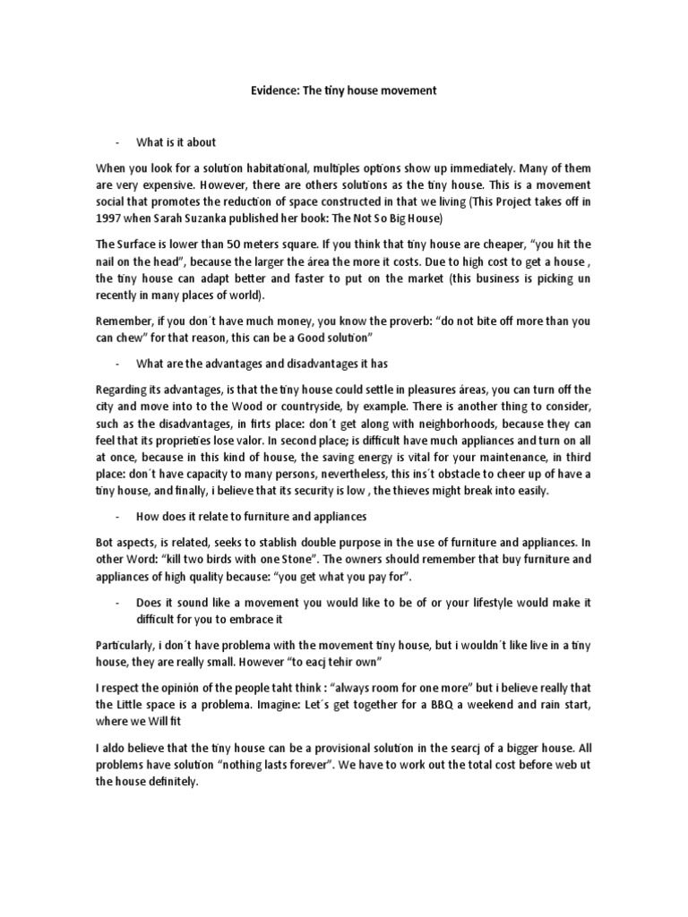 Evidence 2 The Tiny House Movement | PDF | Economies | Business