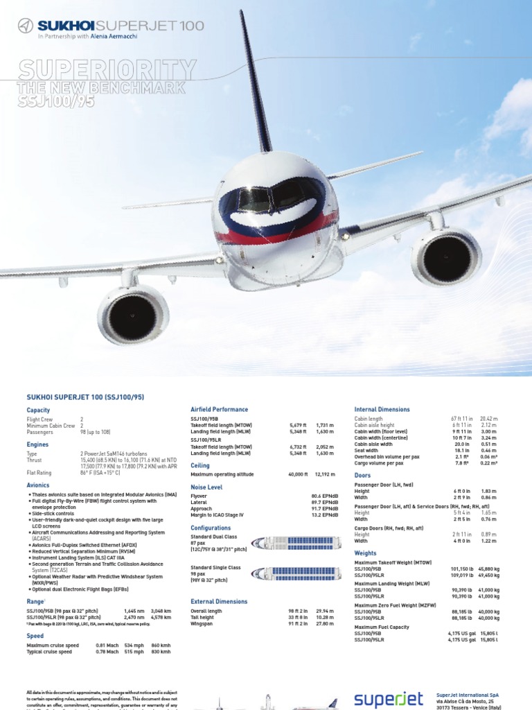 Datasheet SSJ100 | PDF | Jet Aircraft | Aerospace Engineering