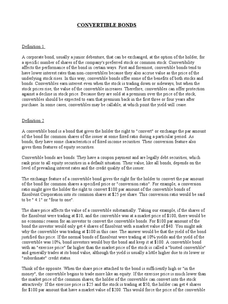 Understanding Convertible Bonds | PDF | Convertible Bond | Bonds (Finance)
