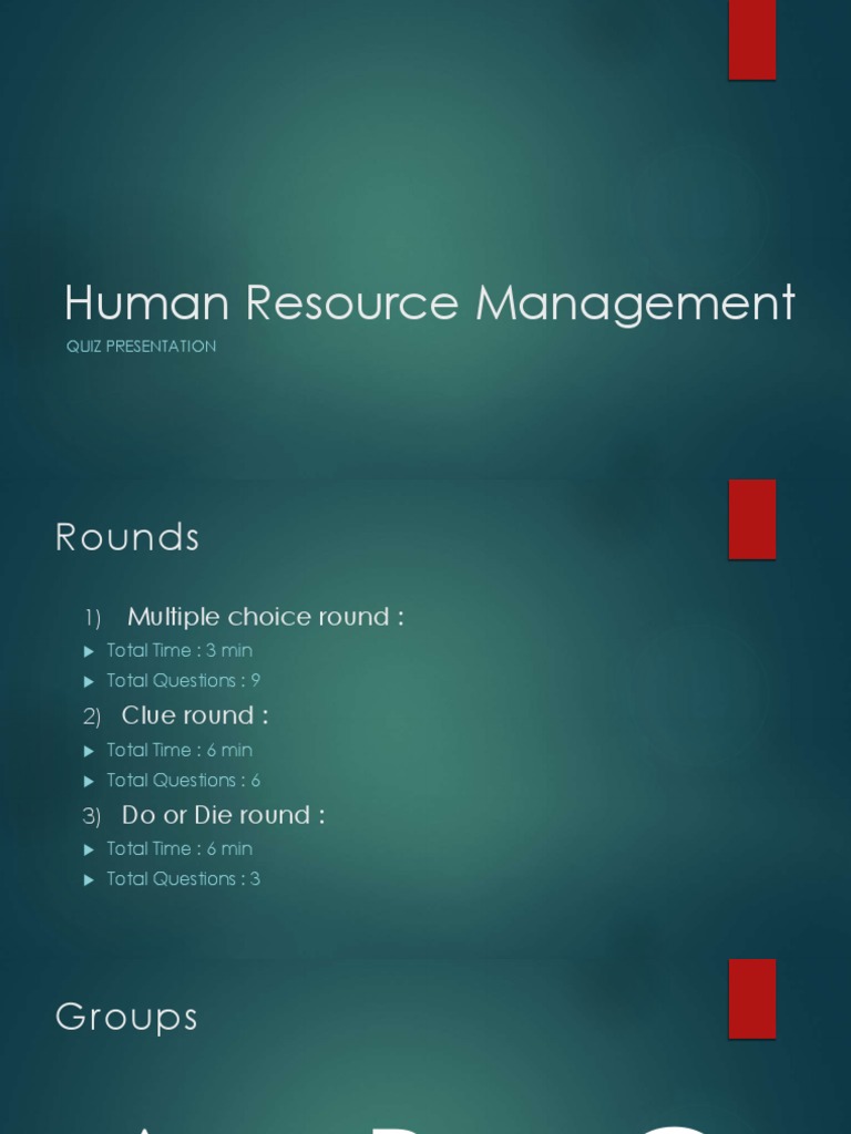 HR Management Quiz Presentation | PDF | Human Resource Management ...