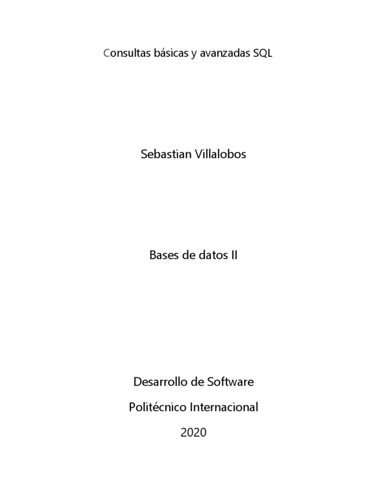 Consultas Básicas y Avanzadas SQL | PDF