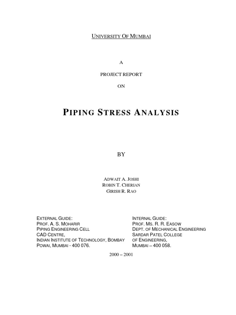 Piping Stress Analysis | PDF | Stress (Mechanics) | Bending