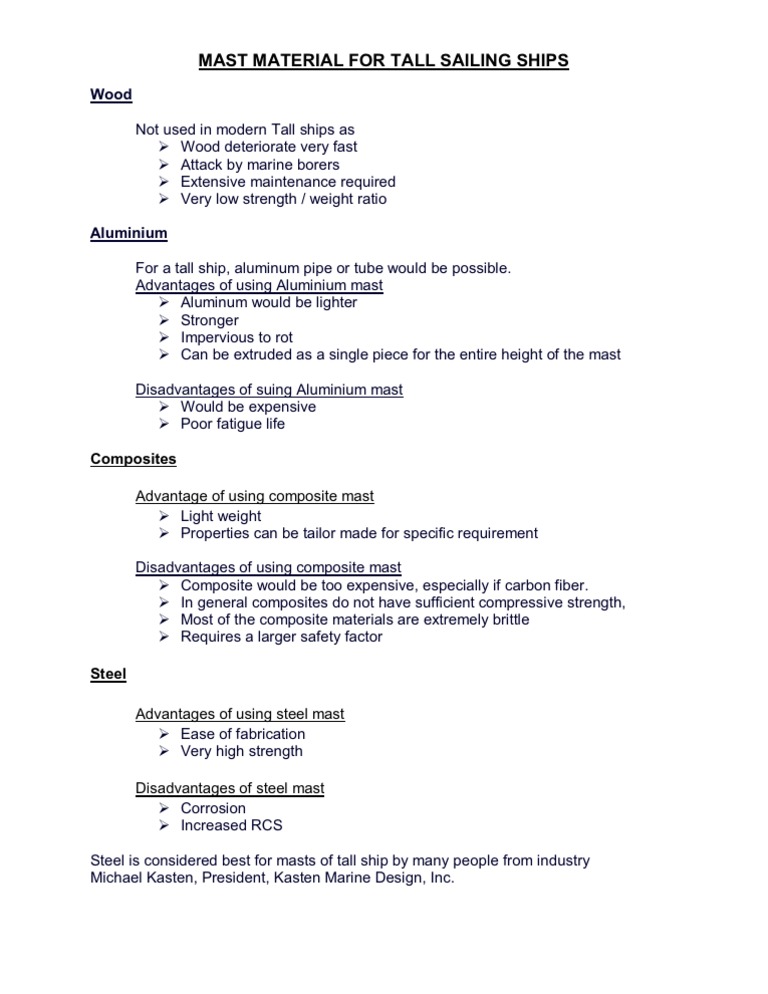 Mast Material | PDF | Mast (Sailing) | Composite Material
