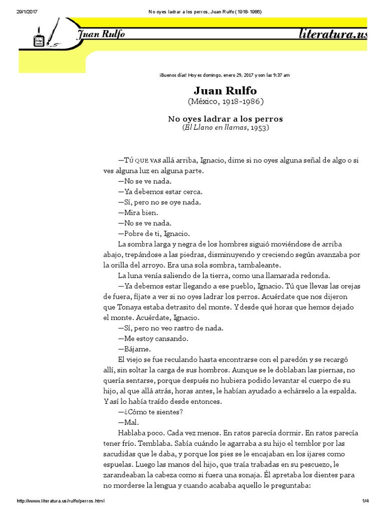 No Oyes Ladrar A Los Perros, Juan Rulfo (1918-1986) | PDF | Naturaleza