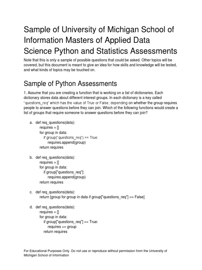 Sample of University of Michigan School of Information Masters of ...