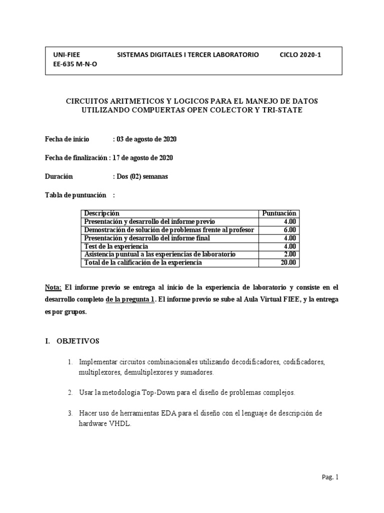 EE635 2020 1 Lab3 | PDF | Vhdl | Electrónica