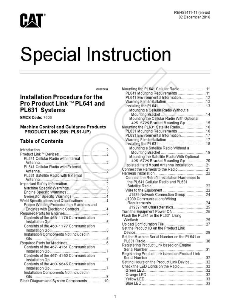 Special Instruction: Installation Procedure For The Pro Product Link ...
