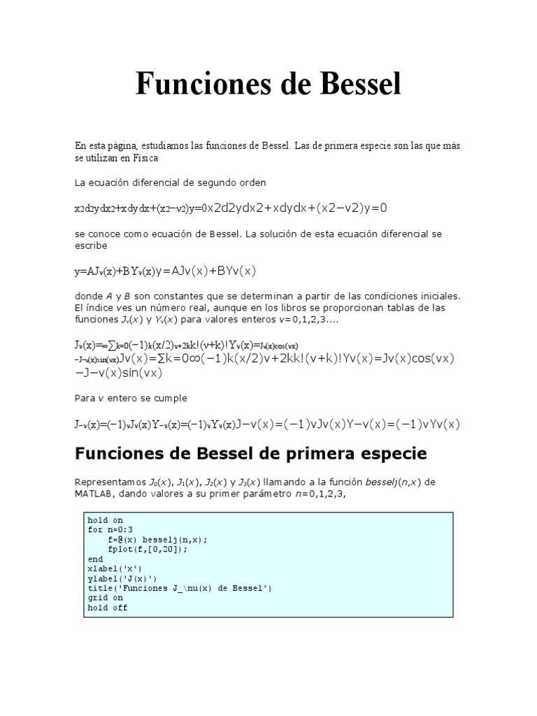 Funcion de Bessel | PDF | Matemáticas discretas | Ecuaciones