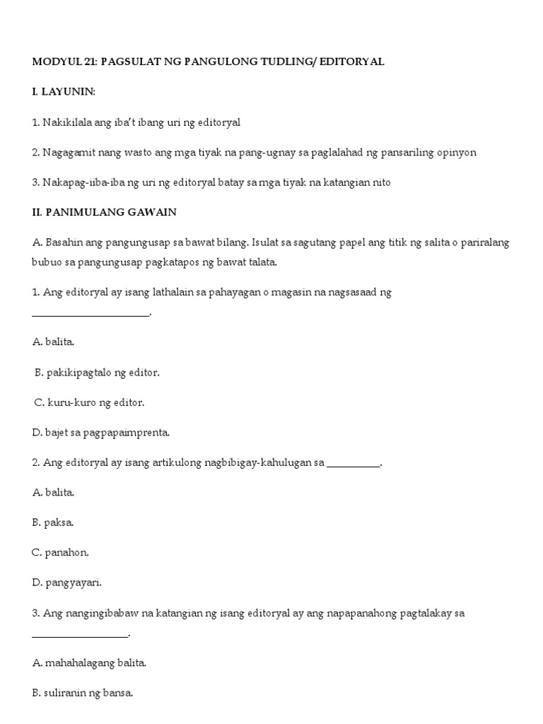 Module. Editoryal Writing | PDF