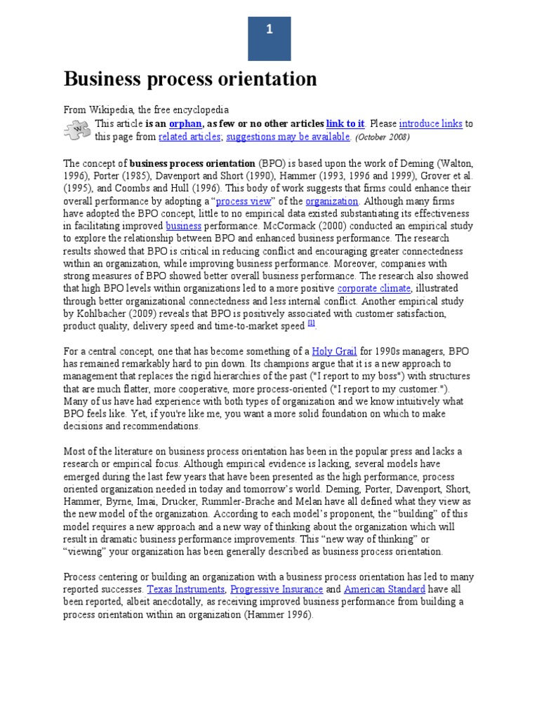 Business Process Orientation Pdf Call Centre Computing