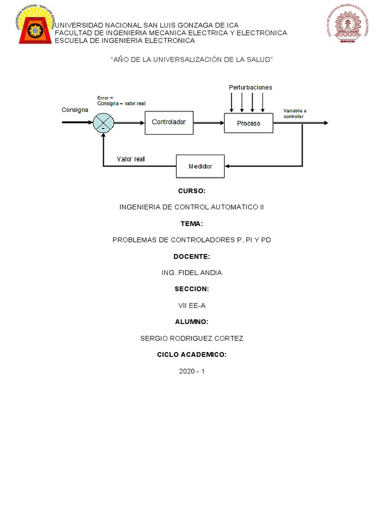 Problemas Controlador P, PI y PD | PDF | Sistema de control ...