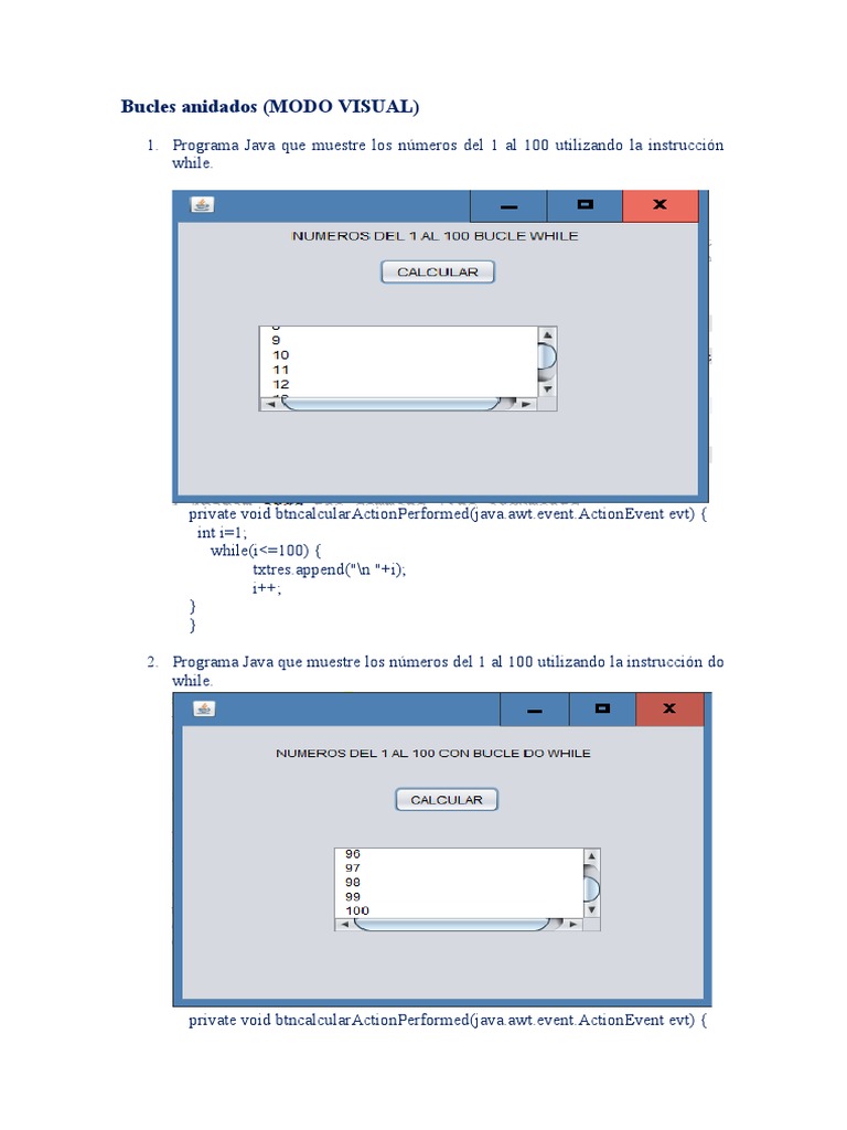 Bucles Anidados MODO VISUAL | PDF | Programación de computadoras | Ingeniería de software