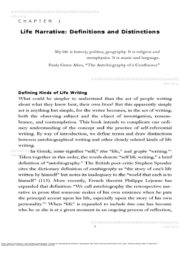 Reading Autobiography A Guide For Interpreting Life Narratives PDF ...