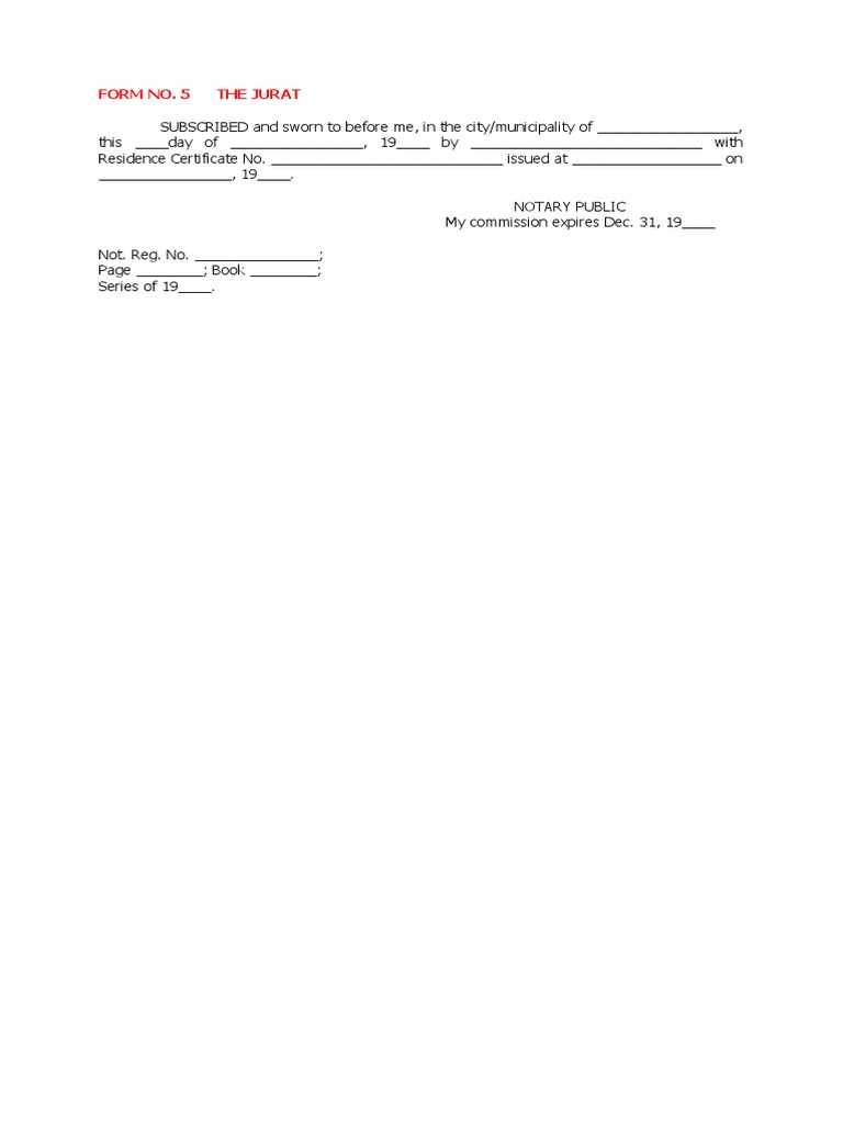 Form No. 5 The Jurat | PDF