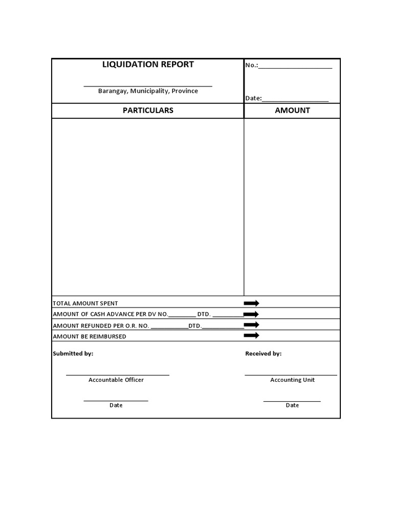 Barangay Liquidation Report Template | PDF | Finance & Money Management