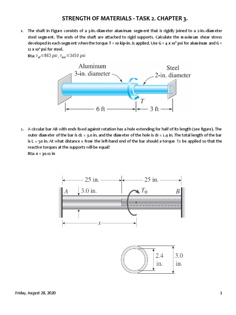 Strength of Materials - Task 2. Chapter 3 | PDF