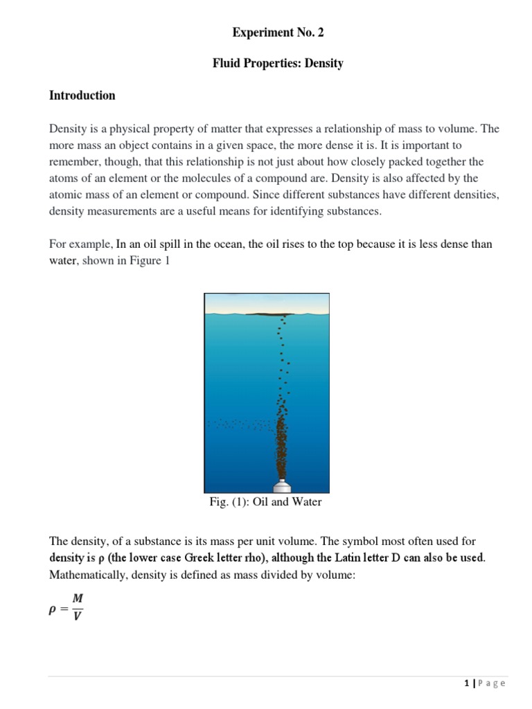 Measuring Fluid Density in Lab Experiment | PDF