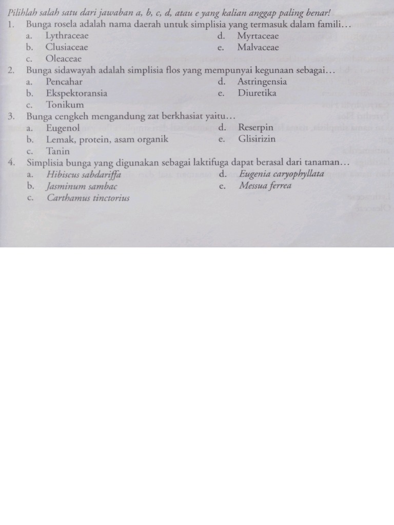Latihan Soal Simplisia Flos | PDF
