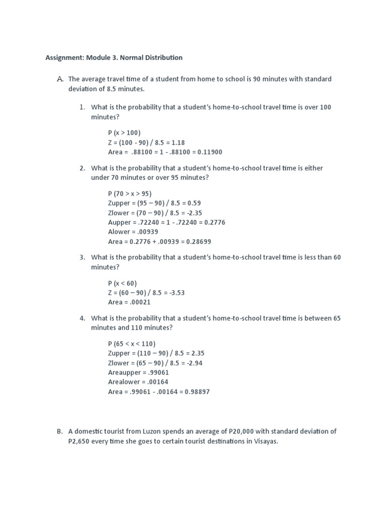 Assignment Module 3. Normal Distribution | Download Free PDF | Normal ...