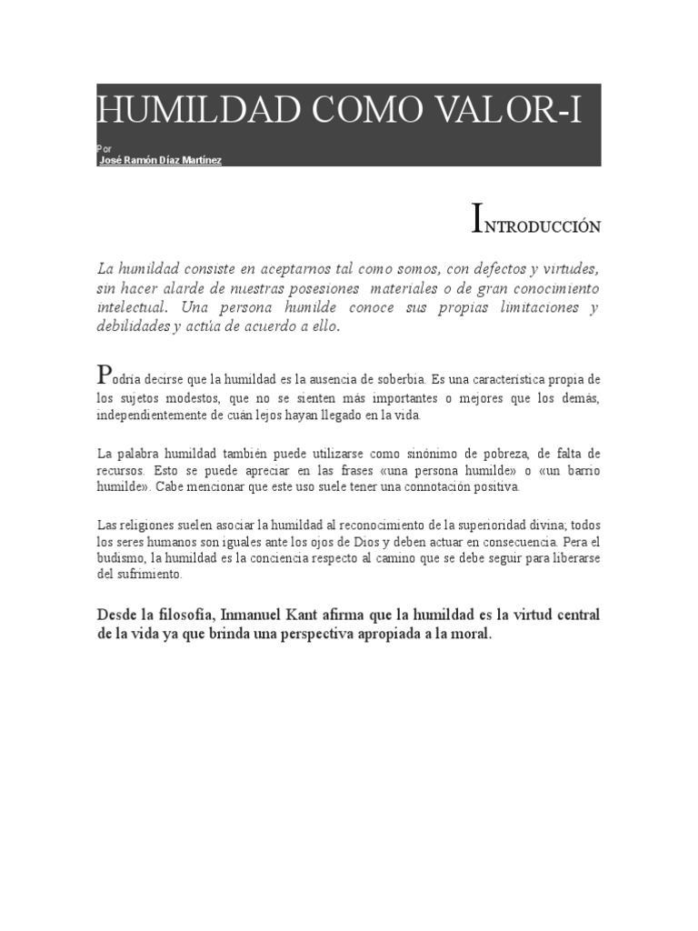 La humildad como valor fundamental: Reconocer nuestras virtudes y ...