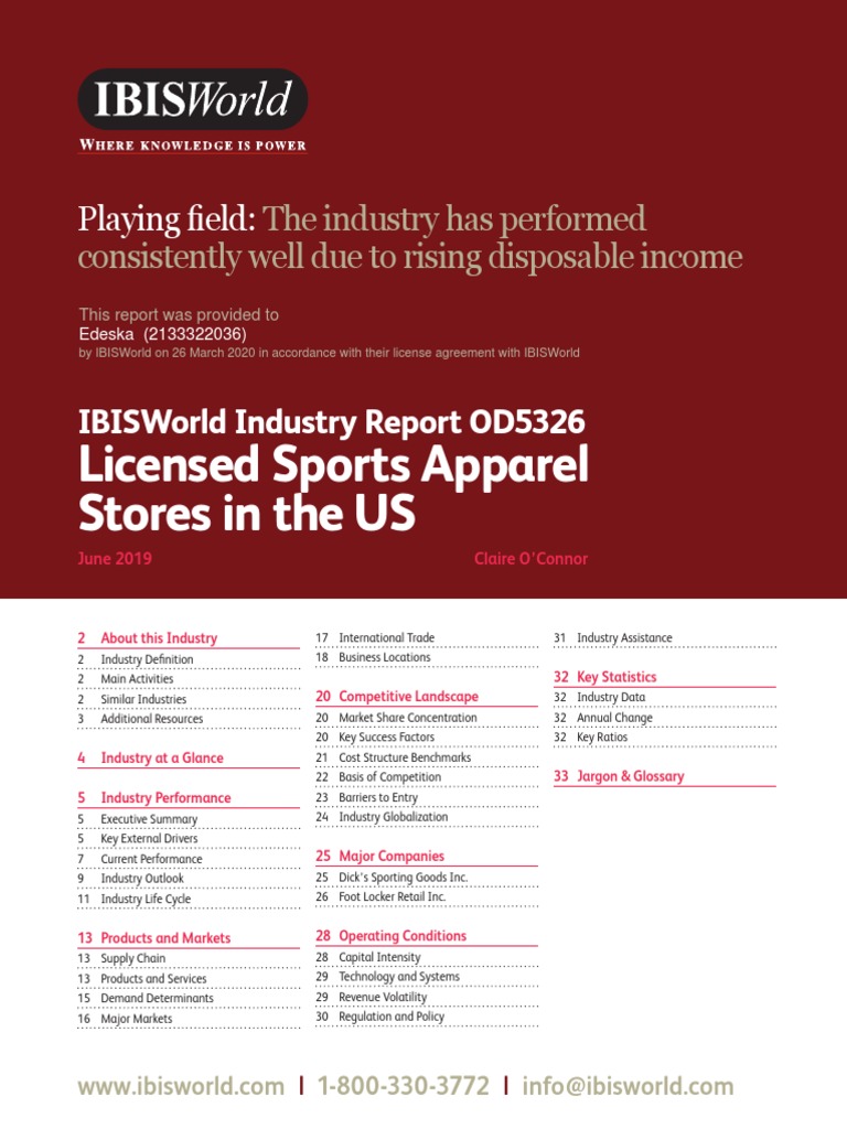 IBISWorld Industry Report Licensed Sports Apparel Stores in The US 2019 ...