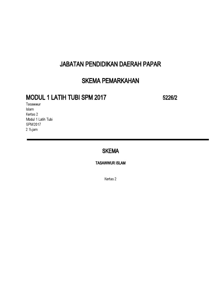 Skema Latih Tubi T. Islam SPM K2 2019 | PDF | Agama & Spiritualitas