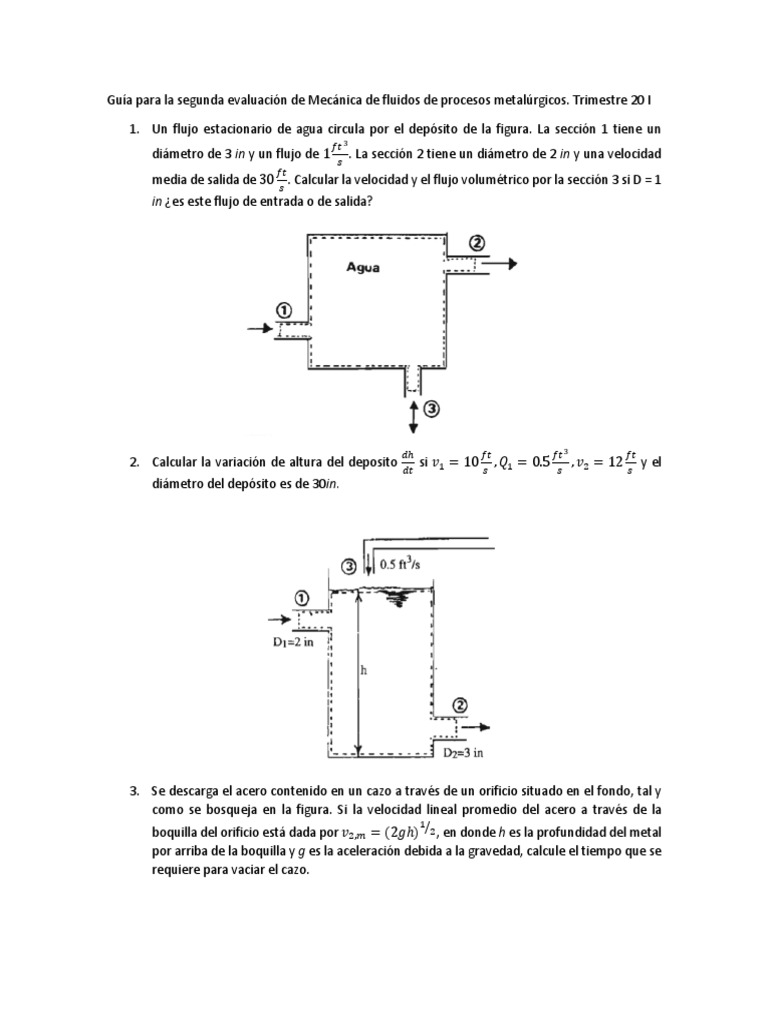Guía 2 de Mecanica de Fluidos | PDF | Presión | Agua