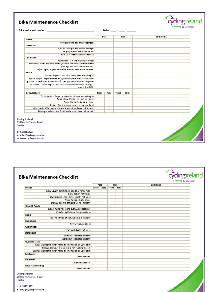 Bike Inspection Checklist
