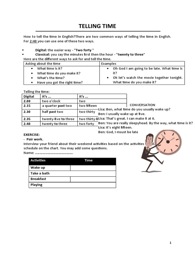 How to Tell Time in English | PDF