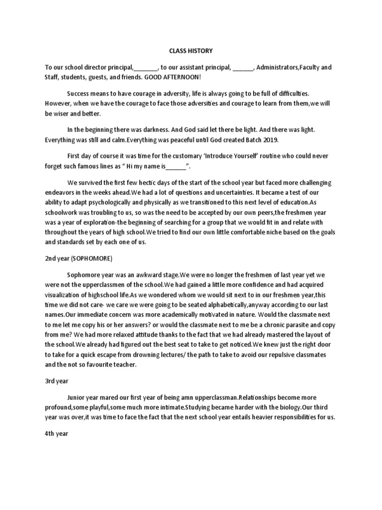 Class History Example | PDF